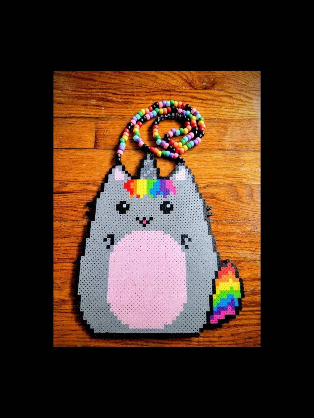 Celeste la Caticorn Perler Rave Kandi Collar Gris - Etsy España