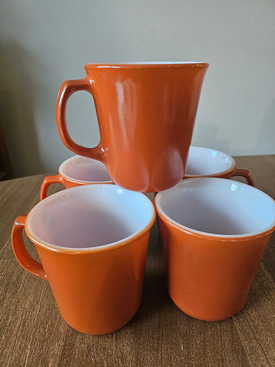Vintage Pyrex Glass Coffee Mugs Cinnamon Color Set of 5 - Etsy