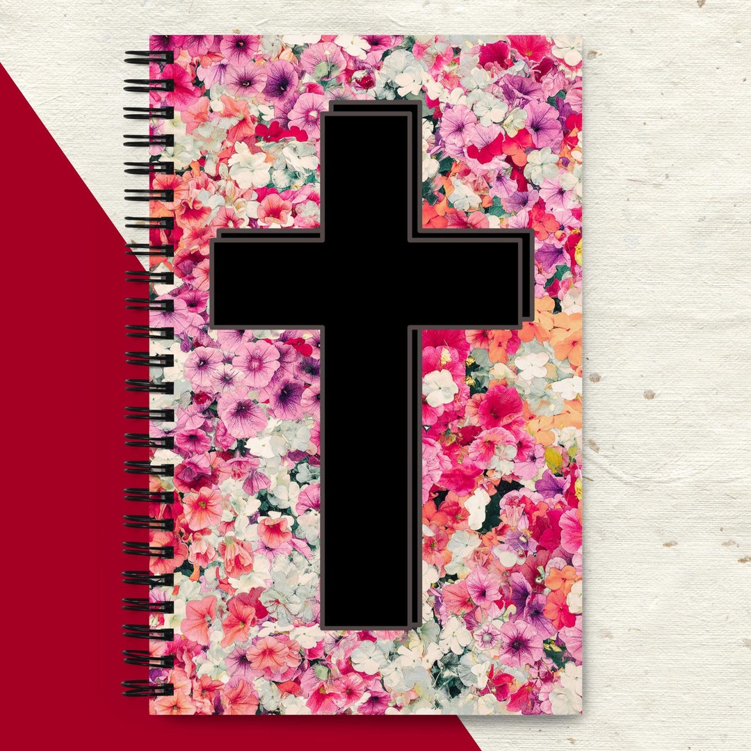 Jesus Notebook Cross and Flowers Floral Notebook Bible Study Sermon ...