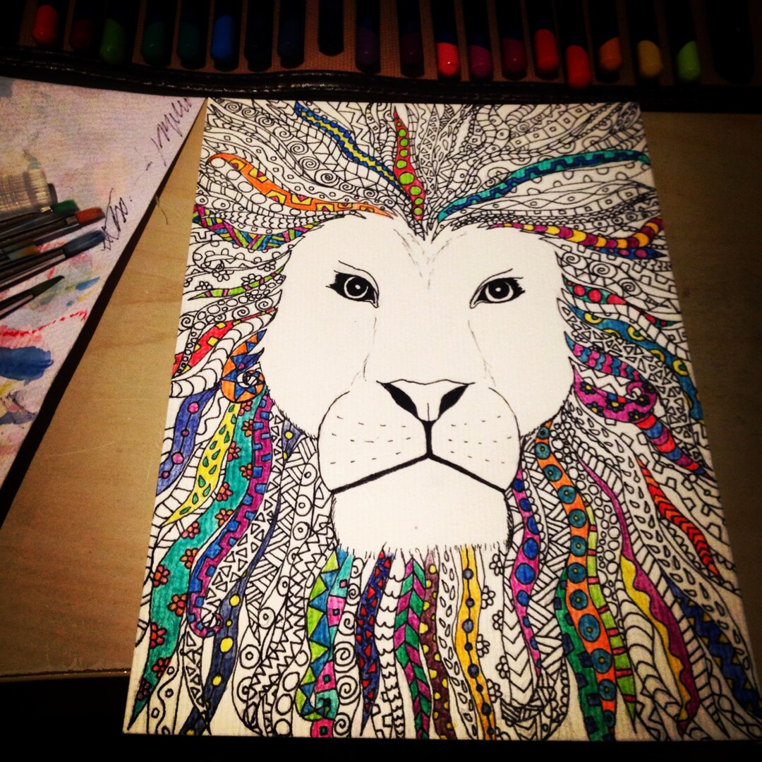 Lovely Lion Colouring Page, Self-care Activity - Etsy