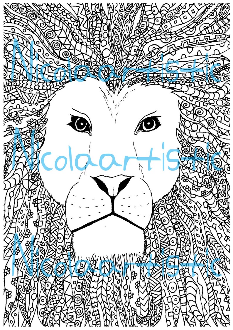 Lovely Lion Colouring Page, Self-care Activity - Etsy
