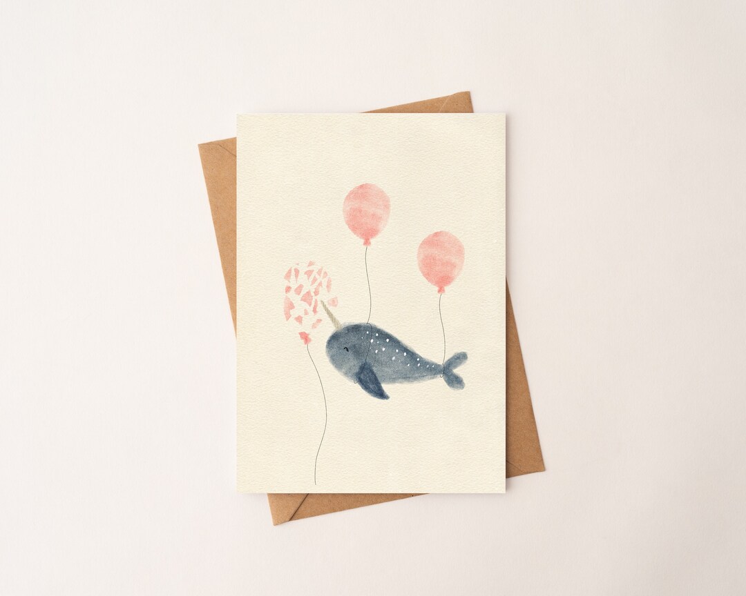 Whaley Good Times Greeting Card, Kids Birthday, Birthday Card, Narwhal ...