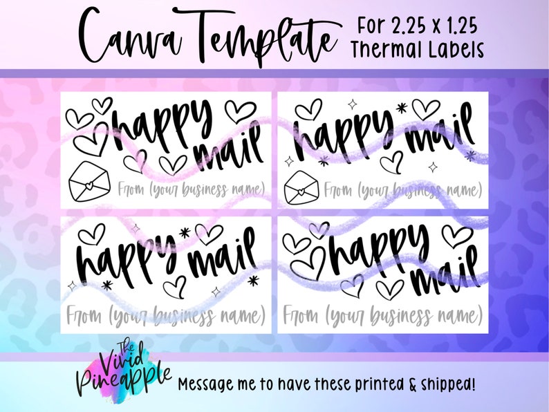 Canva Template for Personalized Thermal Label Happy Mail From Happy ...