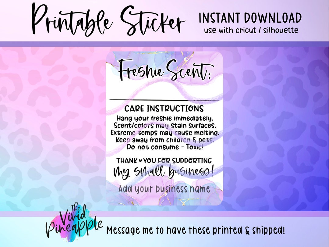 PNG File Download - Freshie Scent & Care Instructions Sticker - Small ...
