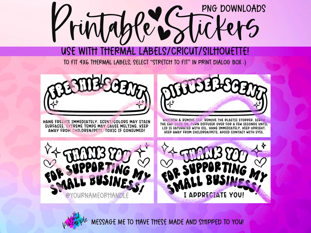 PNG Thermal Sticker Downloads - Freshie & Car Diffuser Care Labels ...