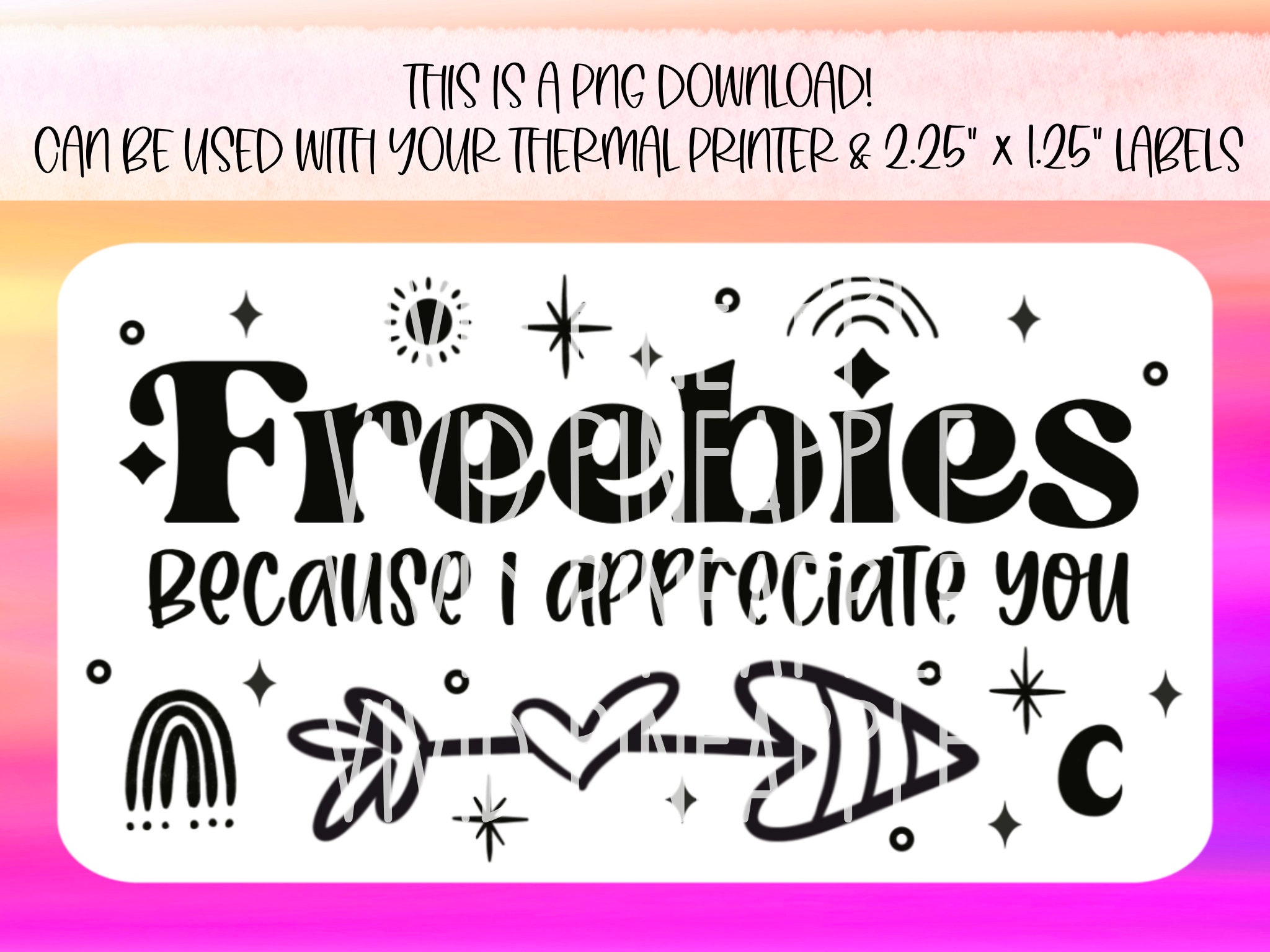 PNG Sticker Download Freebie/s Thermal Printer Label - Etsy