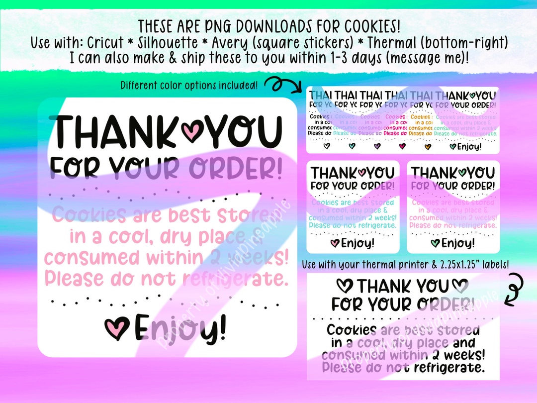 PNG Sticker Download - Thank You for Your Order - Cookie Care - Bakery ...
