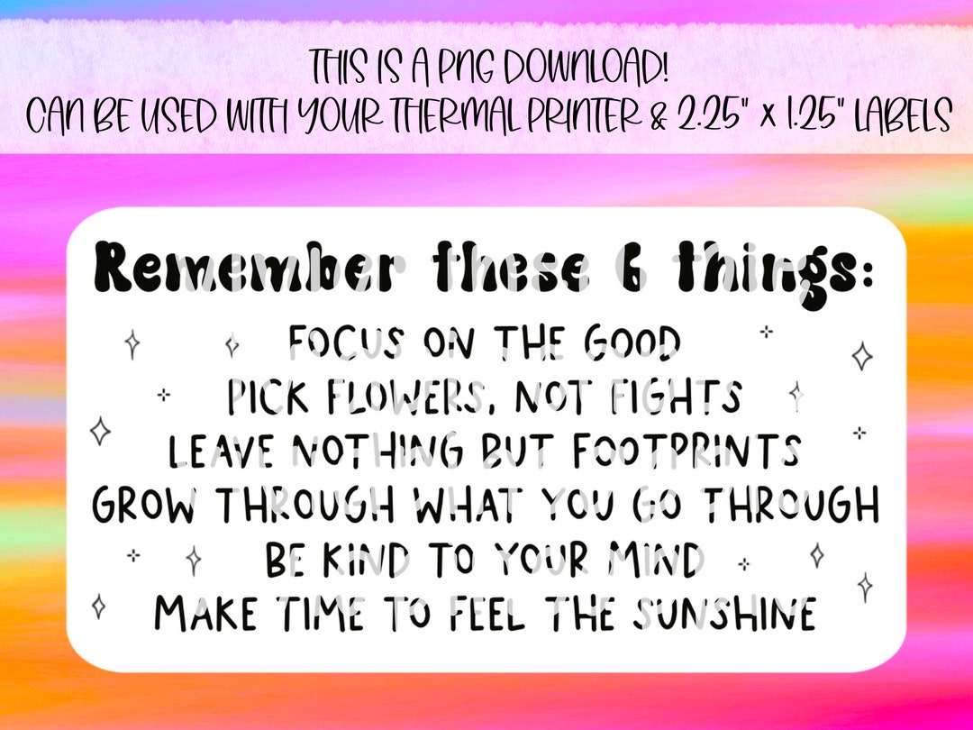 PNG Sticker Download Please Remember These 6 Things thermal - Etsy