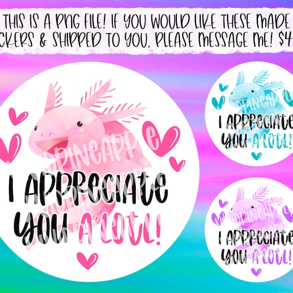 Axolotl Thank You Sticker - Etsy