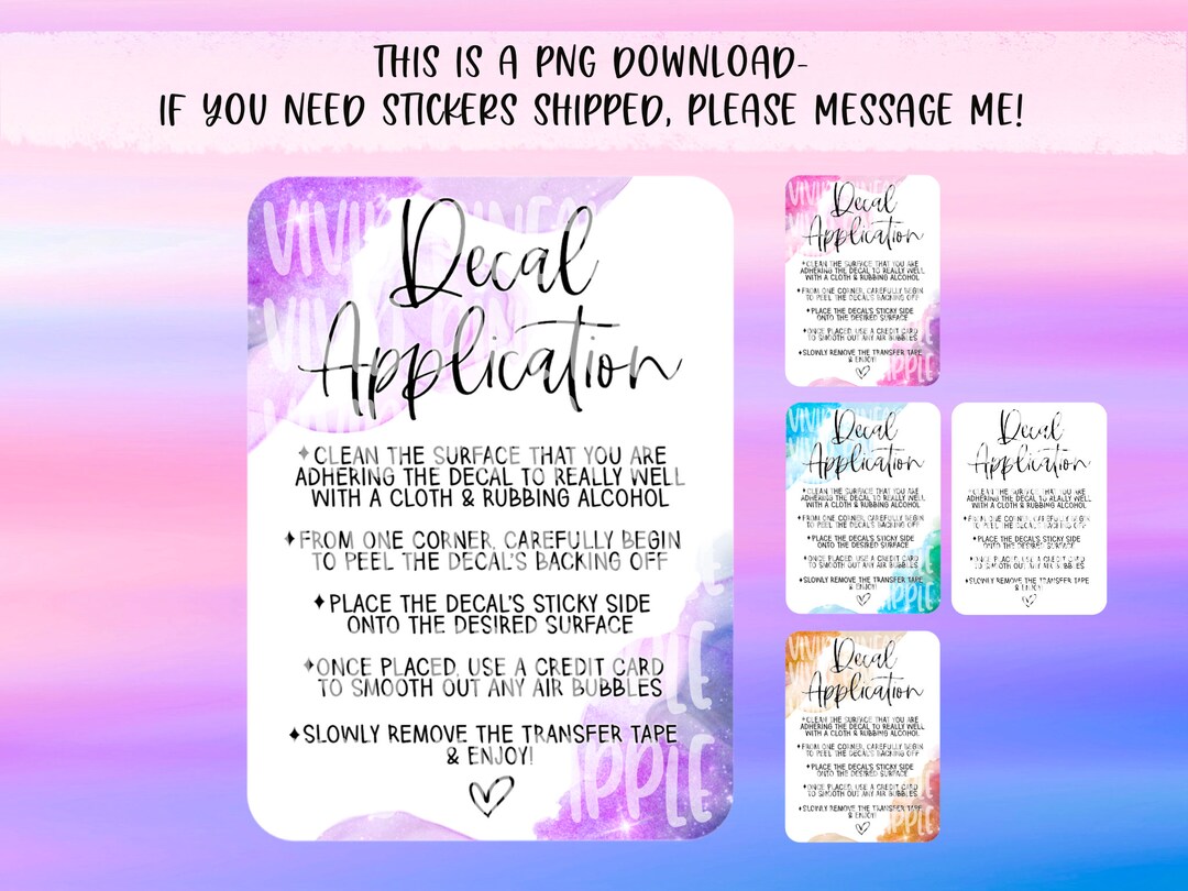 PNG Sticker Download Decal Application Instructions Small - Etsy