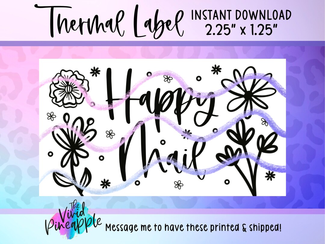 PNG Sticker Download - Happy Mail - Spring Flowers - Thermal Printer ...