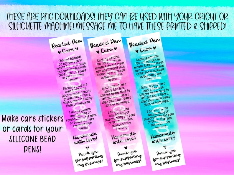 PNG Sticker Download - Silicone Bead Pen Care Instructions - Tumblers ...