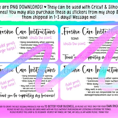 PNG Sticker Downloads Add Your Logo Freshie Care - Etsy