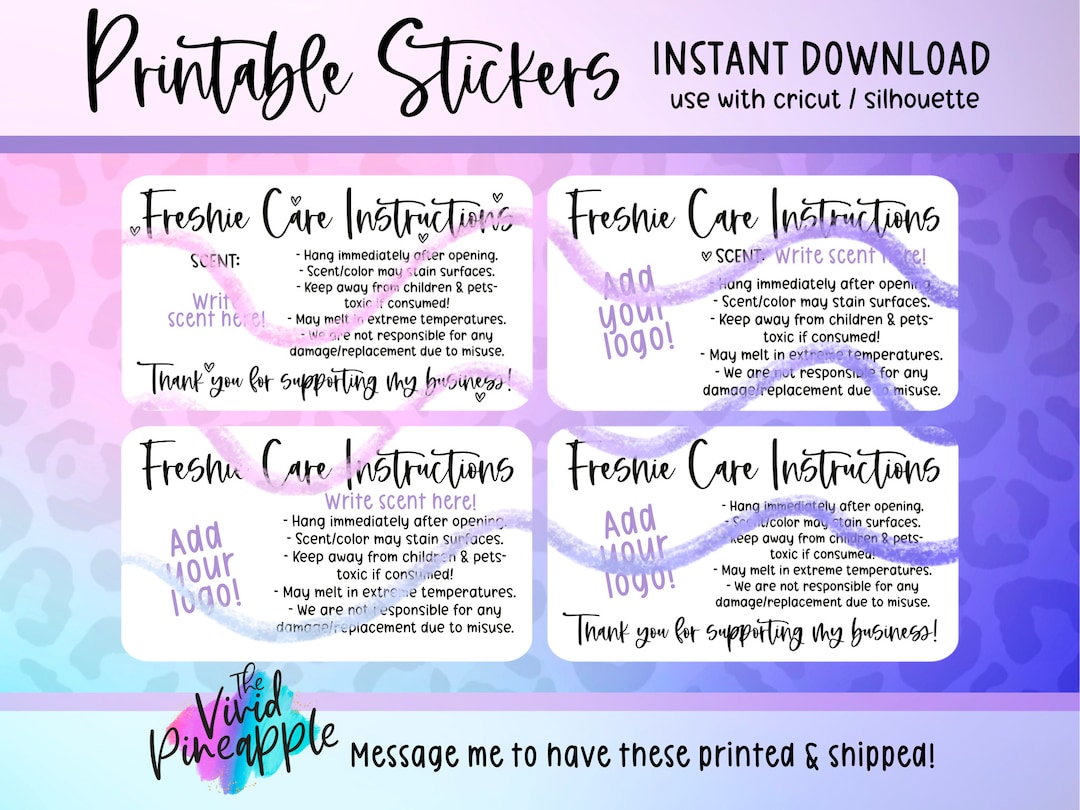 PNG Sticker Downloads - Add Your Logo - Freshie Care Instructions ...