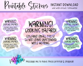 Choking Hazard Sticker Not for Children Under 3, Business Warning Label ...