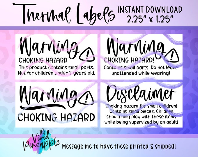 Small Parts Warning Stickers Not Suitable for Children Under Three ...