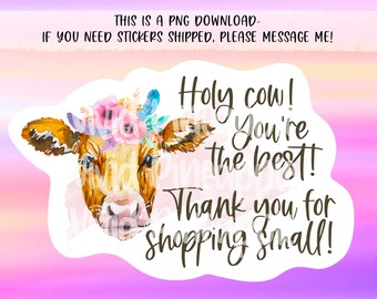 Cow Pun Thank You - Etsy