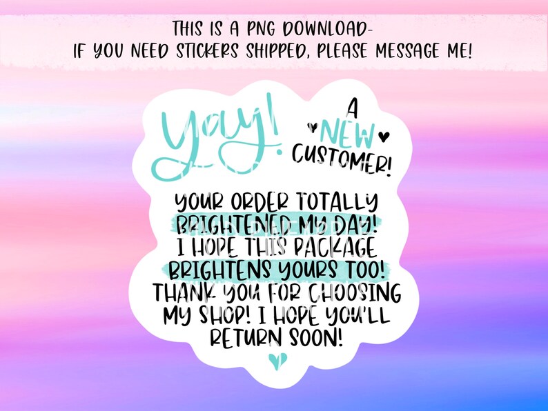 PNG Sticker Download Yay A New Customer Thank You - Etsy