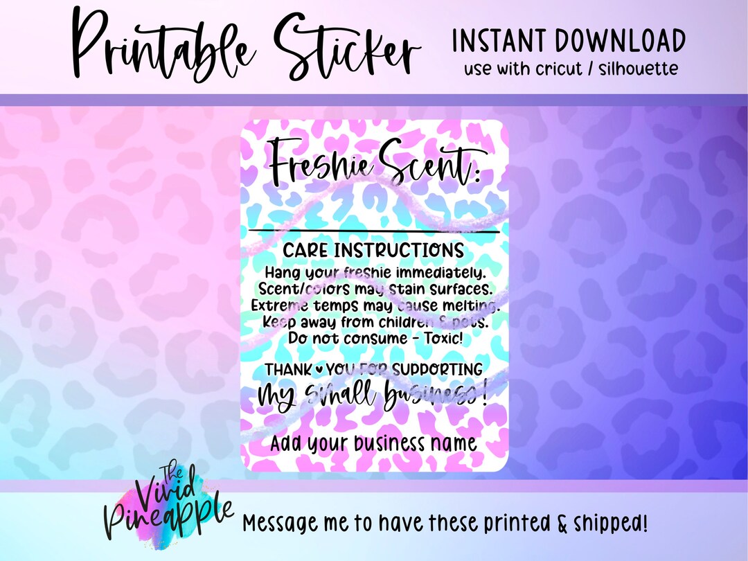 PNG File Download - Freshie Scent & Care Instructions Sticker - Small ...
