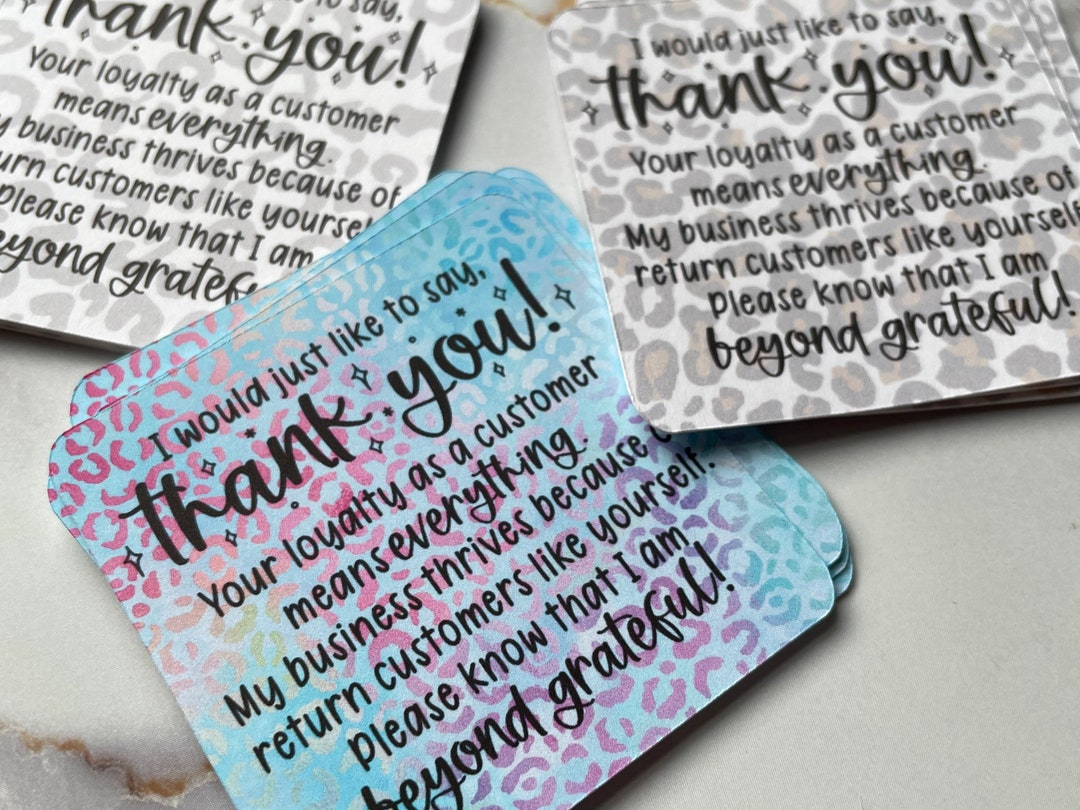 48 RETURN CUSTOMER Thank You Cards (3” X 3”) - Repeat Loyal Return ...