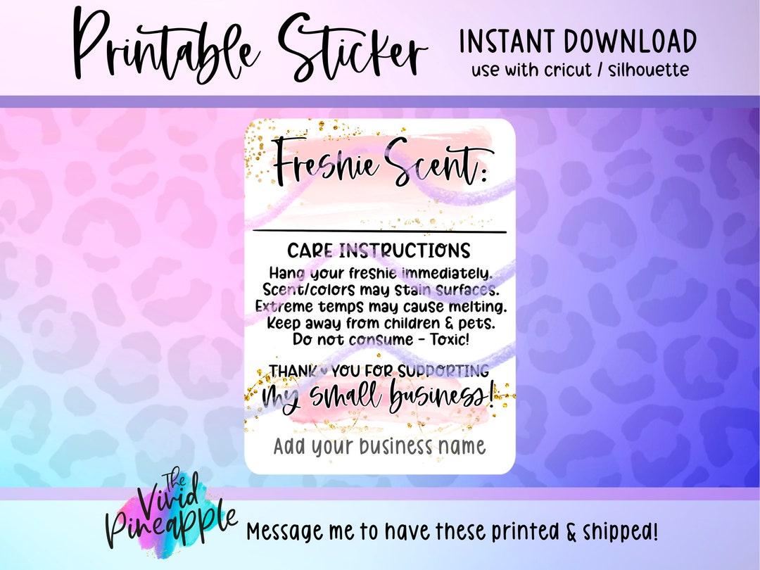 PNG File Download - Freshie Scent & Care Instructions Sticker - Small ...