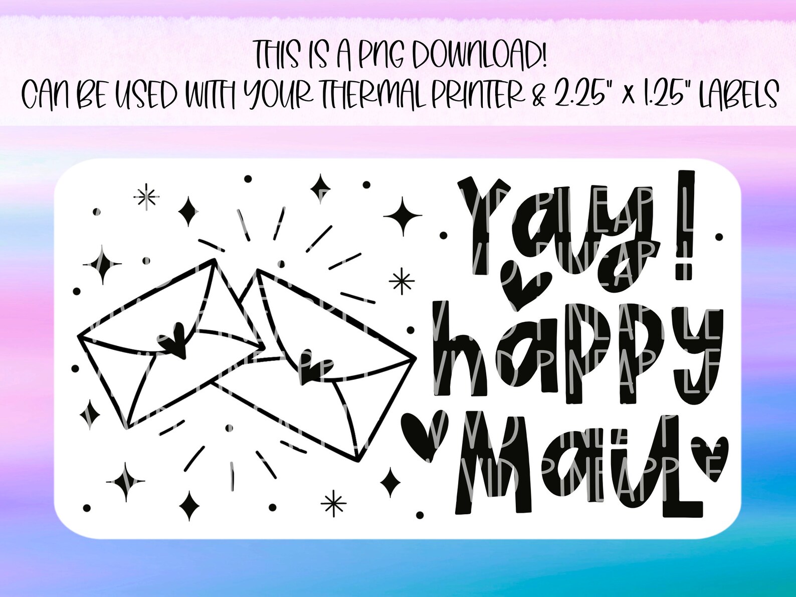 PNG Sticker Download Yay Happy Mail Thermal Printer Label - Etsy