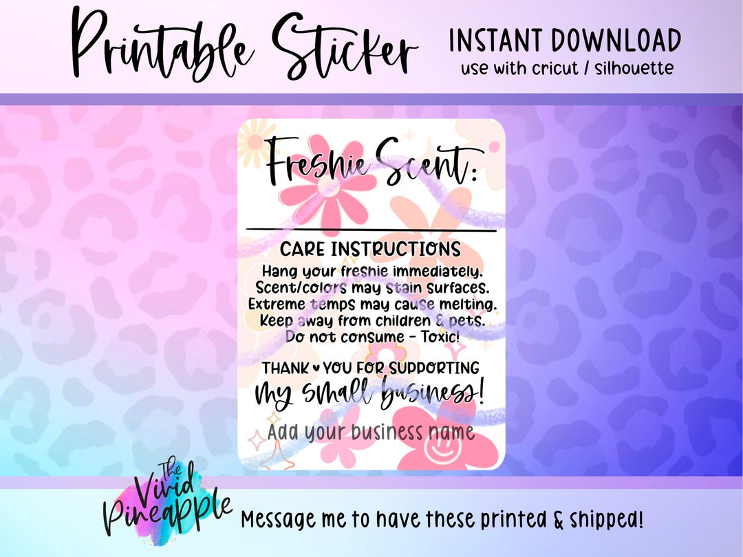 PNG File Download - Freshie Scent & Care Instructions Sticker - Small ...