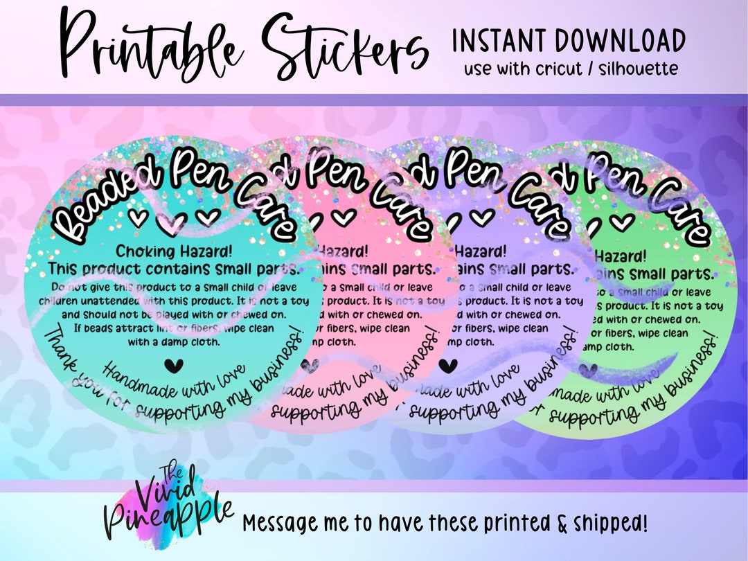 PNG Sticker Downloads - Beaded Pen Care Instructions - Round Silicone ...