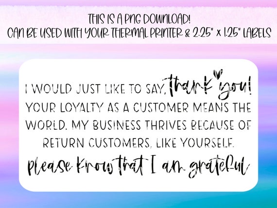 PNG Sticker Download Thank You to Return Customers Thermal - Etsy