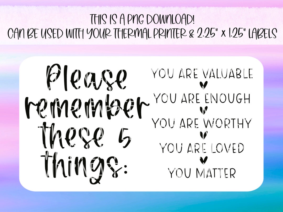 PNG Sticker Download Please Remember These 5 Things thermal - Etsy
