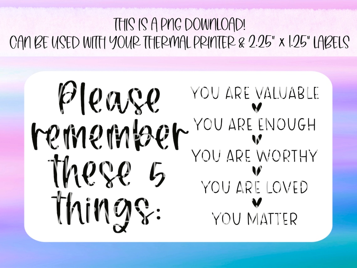 PNG Sticker Download Please Remember These 5 Things thermal | Etsy