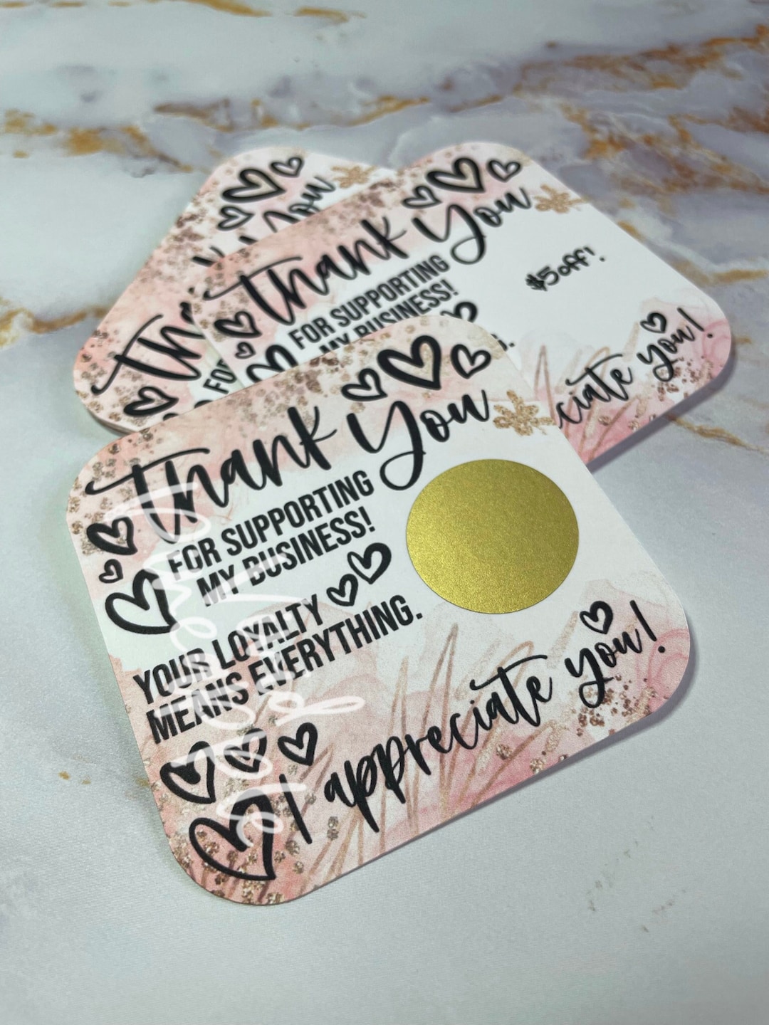 48 Blush & Gold Loyalty Thank You Cards - Repeat Loyal Customer Thank ...