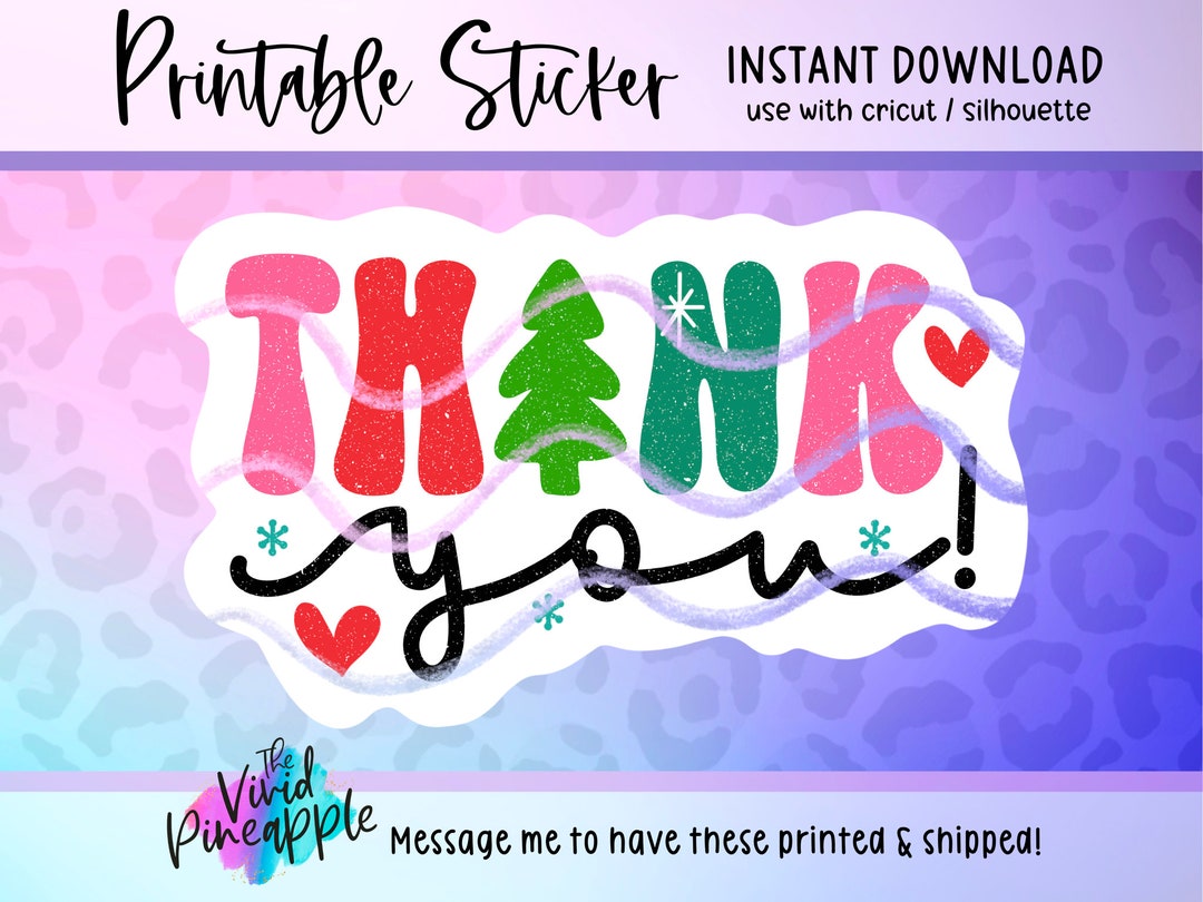 PNG Sticker Download Thank You Christmas Sticker Design Retro Hippie ...