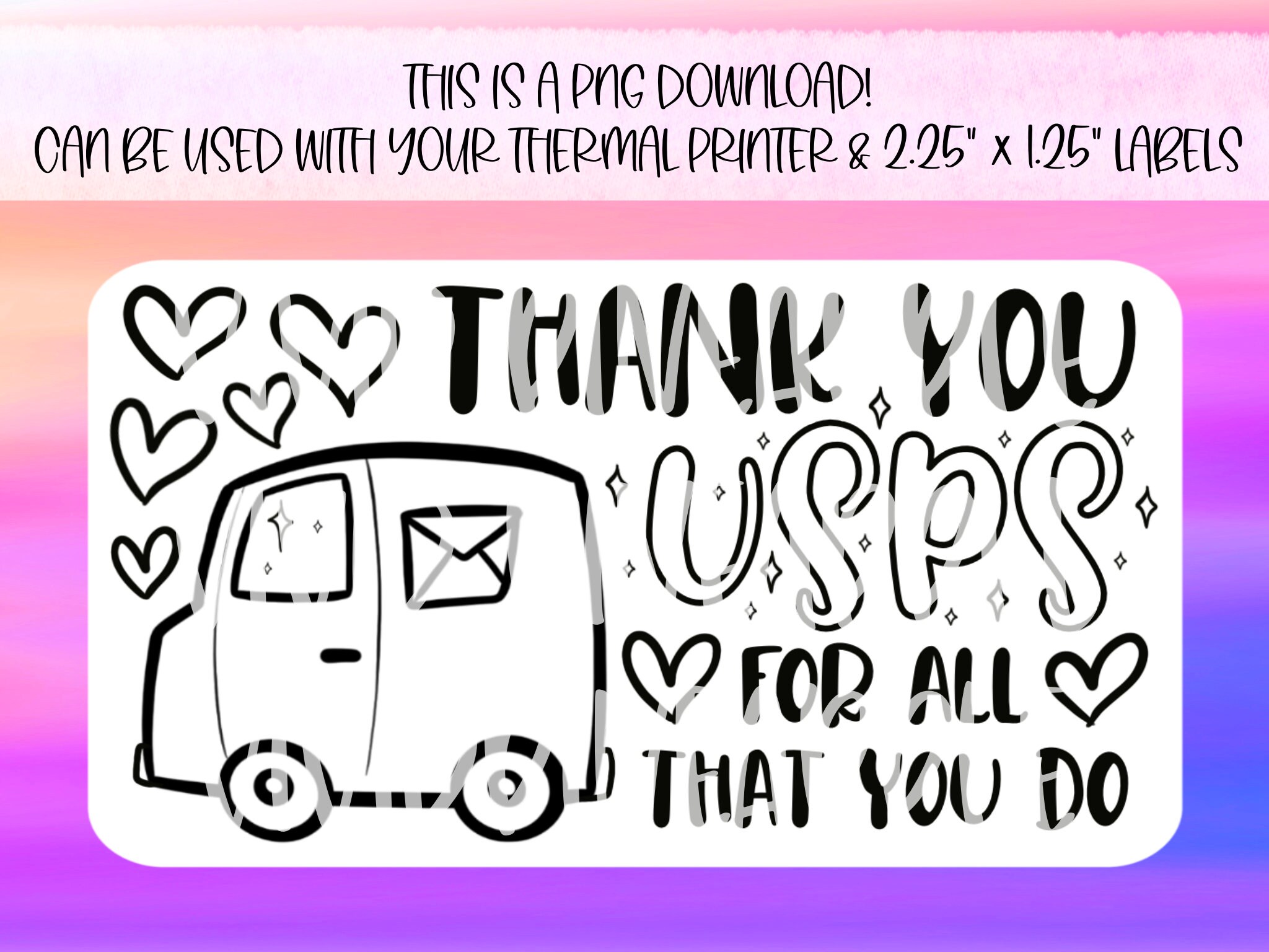 PNG Sticker Download USPS Thank You thermal Printer Label | Etsy
