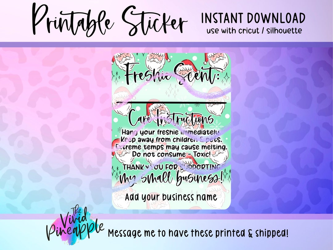 PNG File Download - Freshie Scent & Care Instructions Sticker - Small ...
