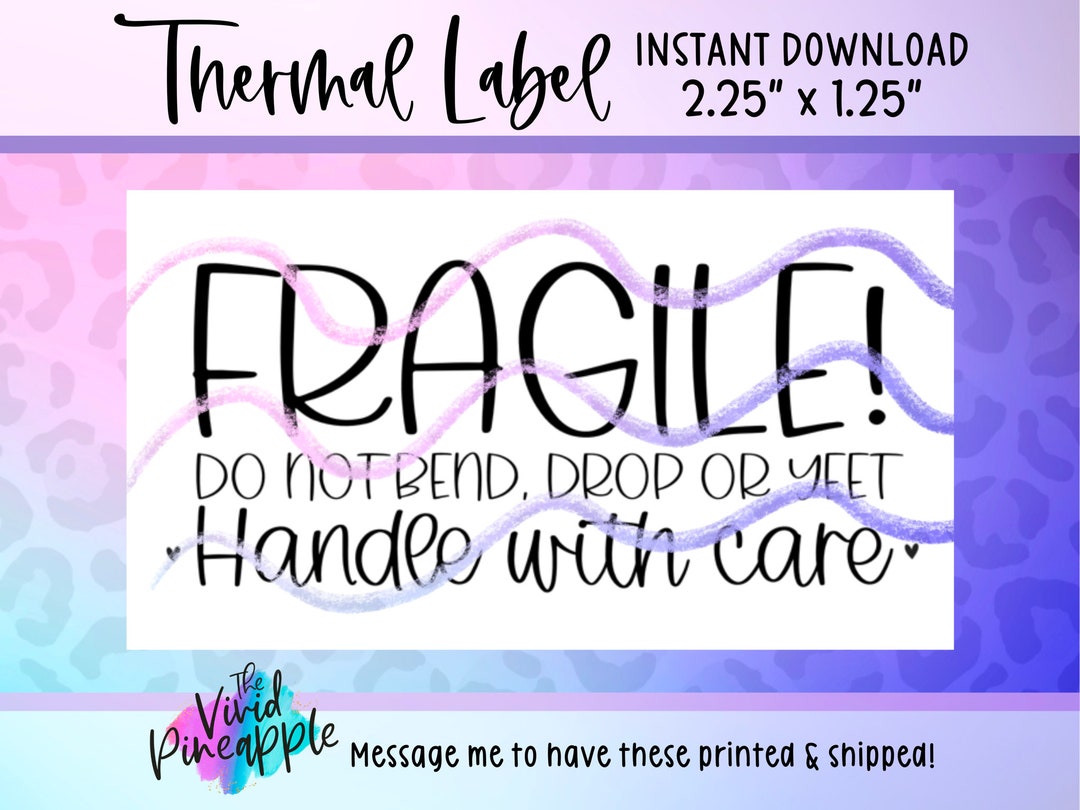 PNG Sticker Download - Fragile Handle With Care - Thermal Printer Label ...