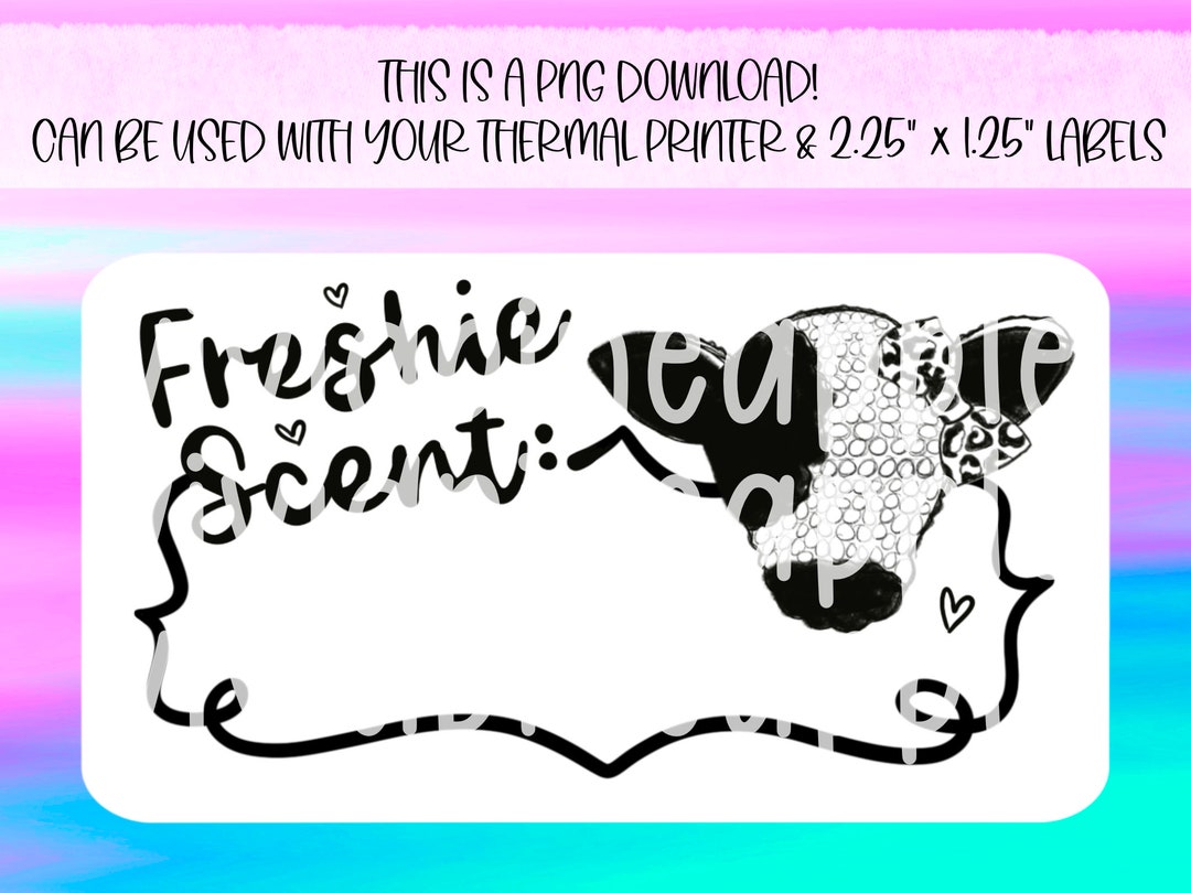 PNG Sticker Download Freshie Scent Label Cow Thermal - Etsy