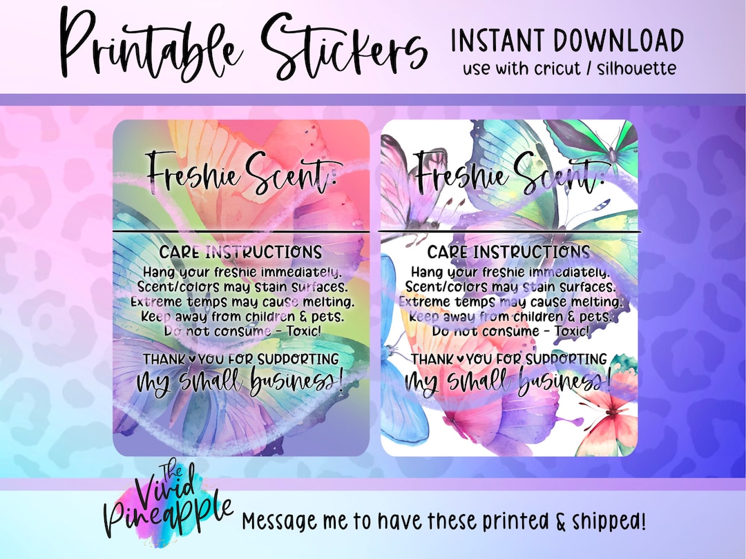 PNG File Download - Freshie Scent & Care Instructions Sticker - Small ...