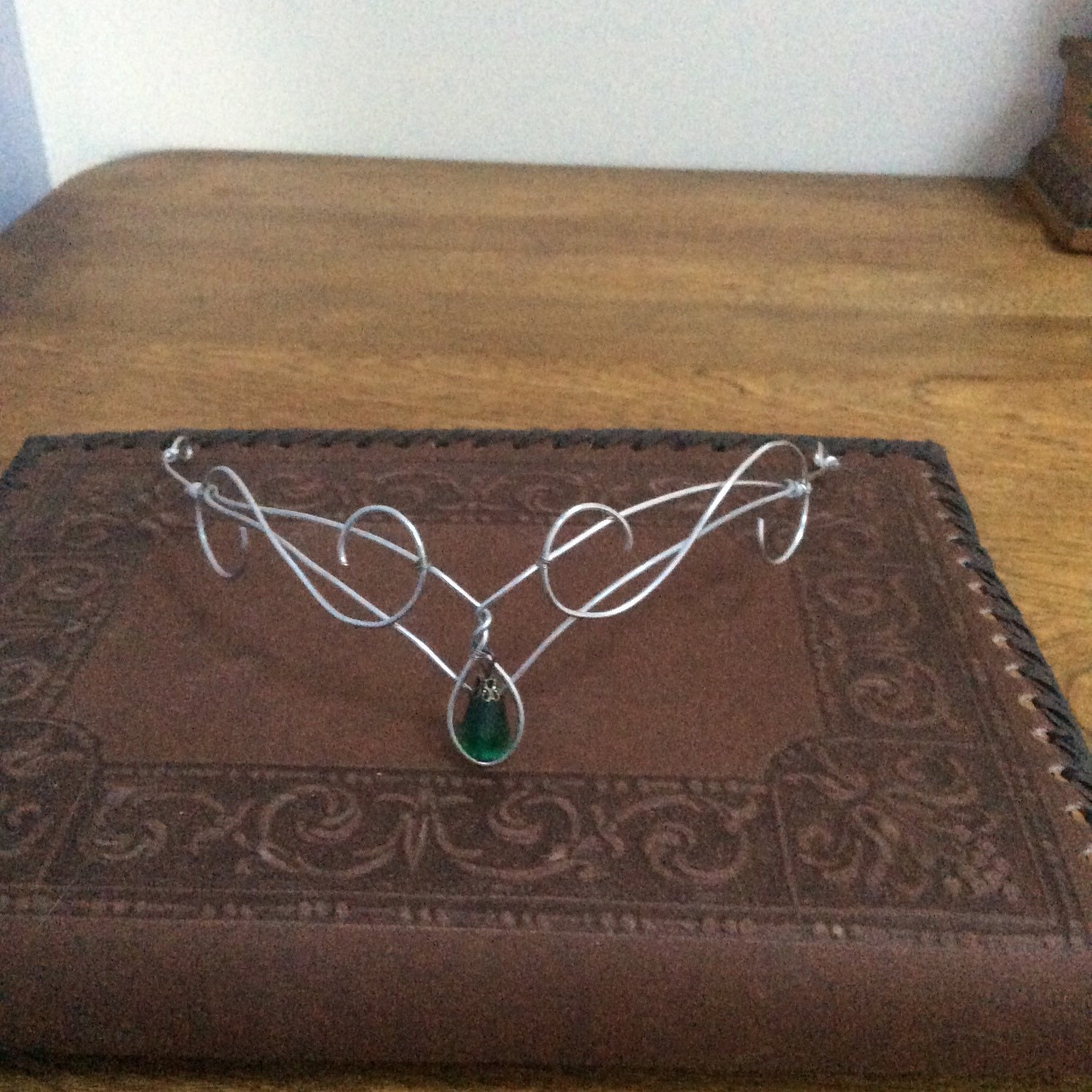Silver Elven Circlet With Green Crystal. Silver Celtic - Etsy