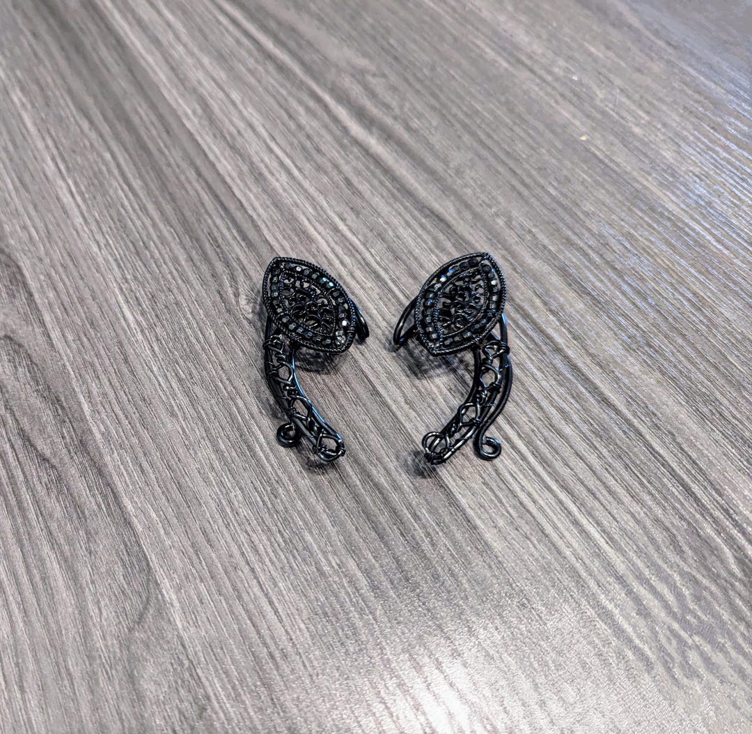 Black Wire Elven Ear Cuffs, Dark Fairy Ears (set of Two) - Etsy