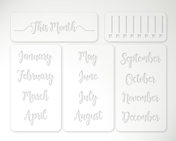 5 STENCILS Bullet journal stencil set Months Year bujo starter | Etsy