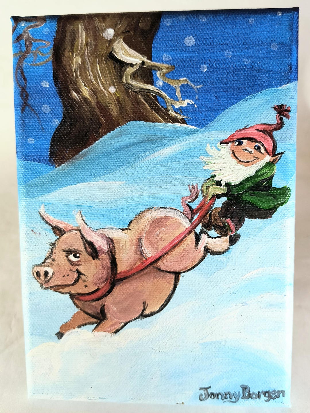 Nisse and Pig Mini Painting to Decorate Your Home - Etsy