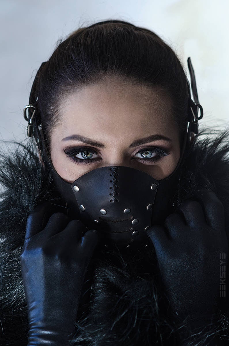 Cyberpunk Mask Leather Mask Gothic Fetish Muzzle Half Face Etsy