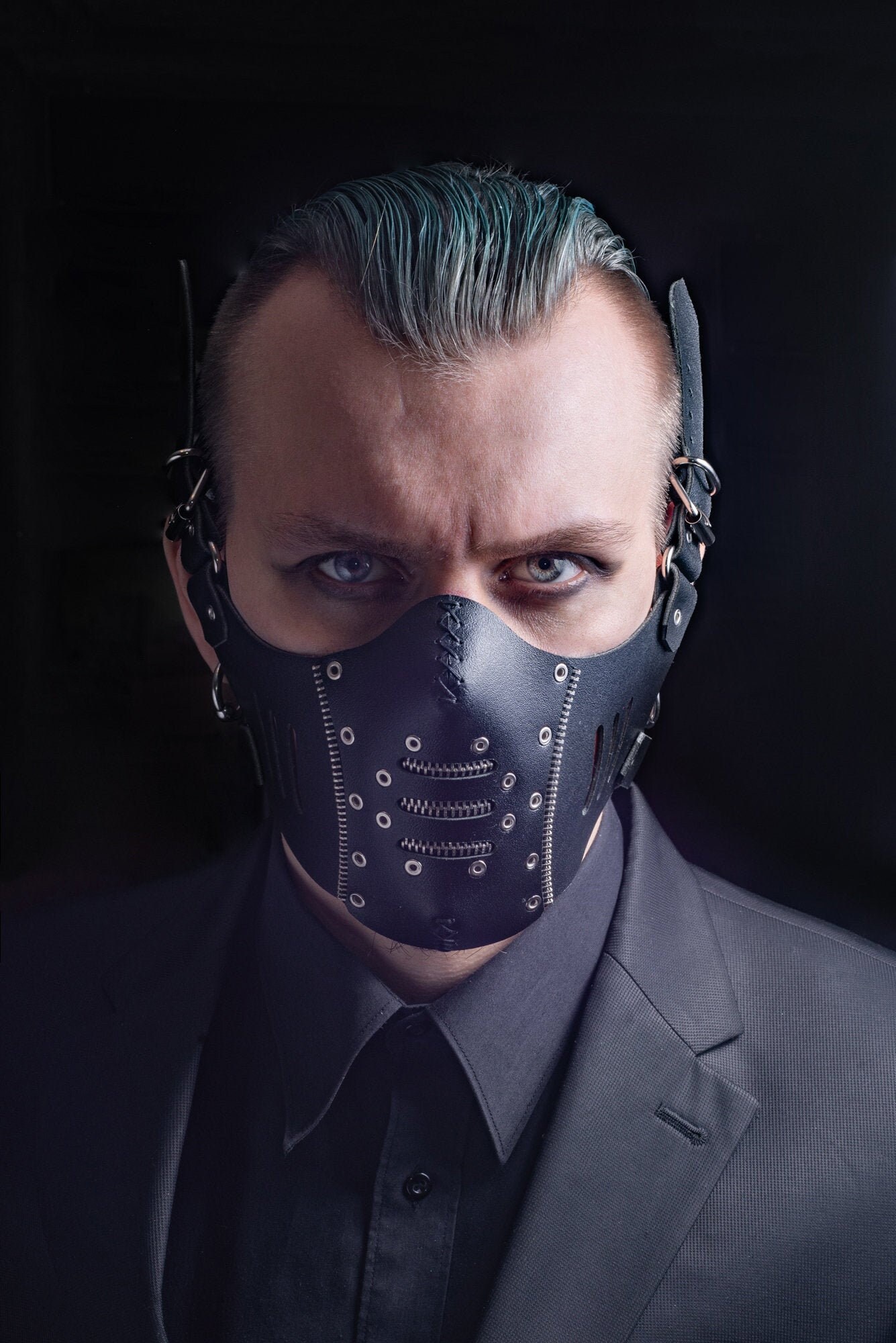 Zipper mouth leather mask half face mask gothic mask | Etsy