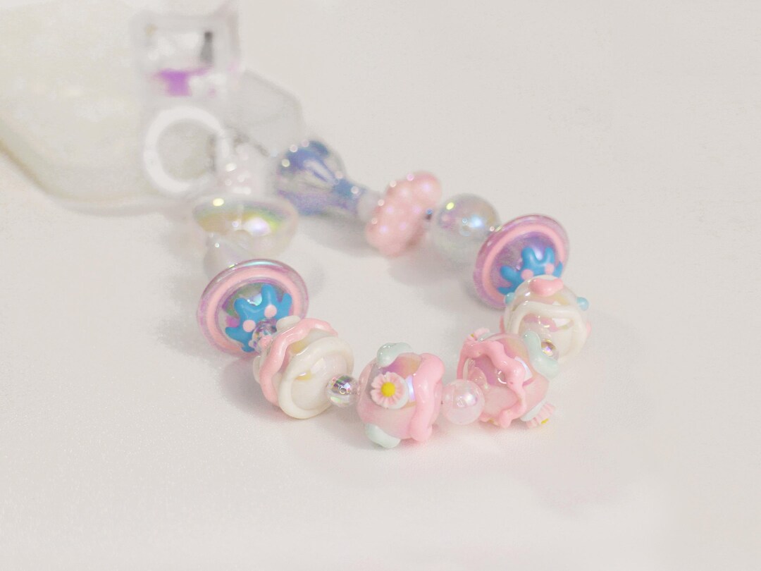 Kawaii Hand-painted Beads Handmade Pastel Beads Phone Strap Cute Beads ...