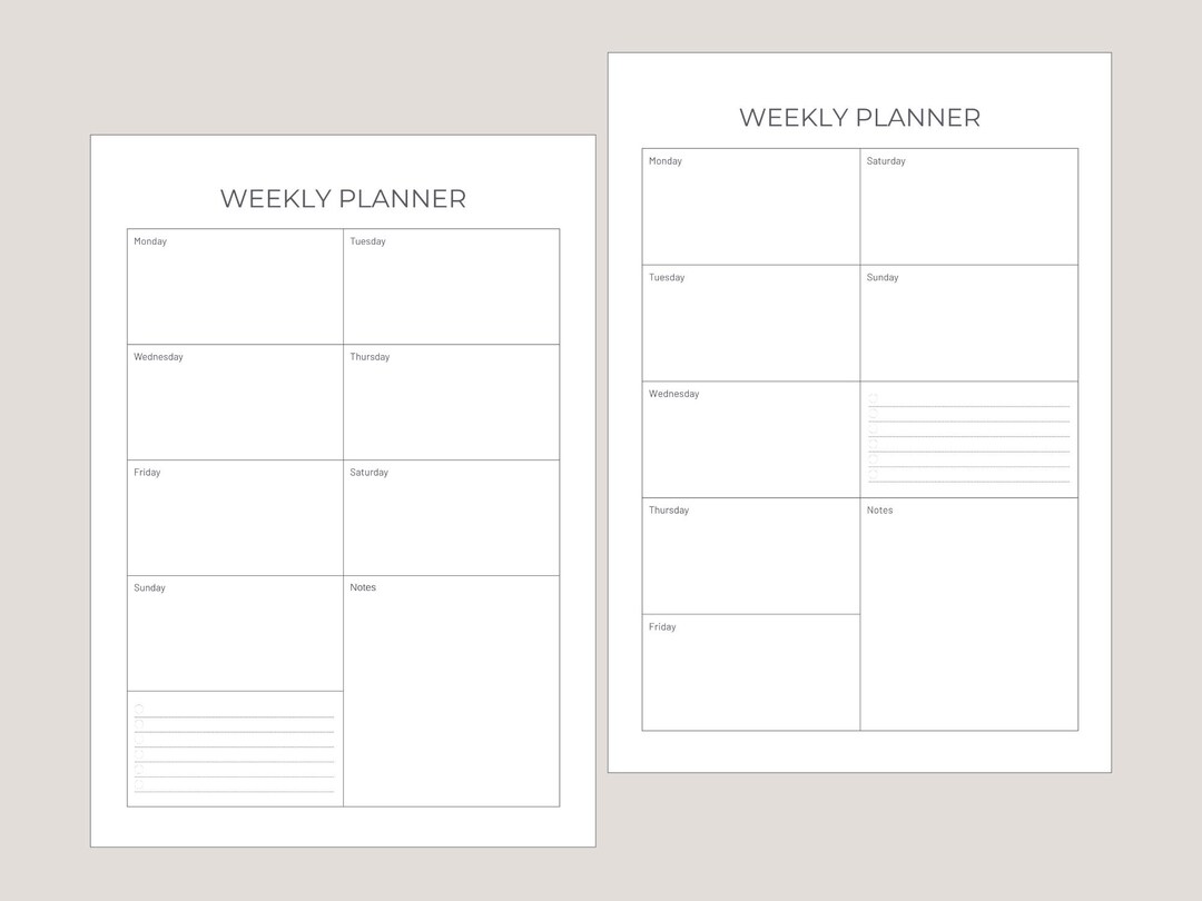 Simple Weekly Schedule Template | Week at a Glance | Planner Printable ...