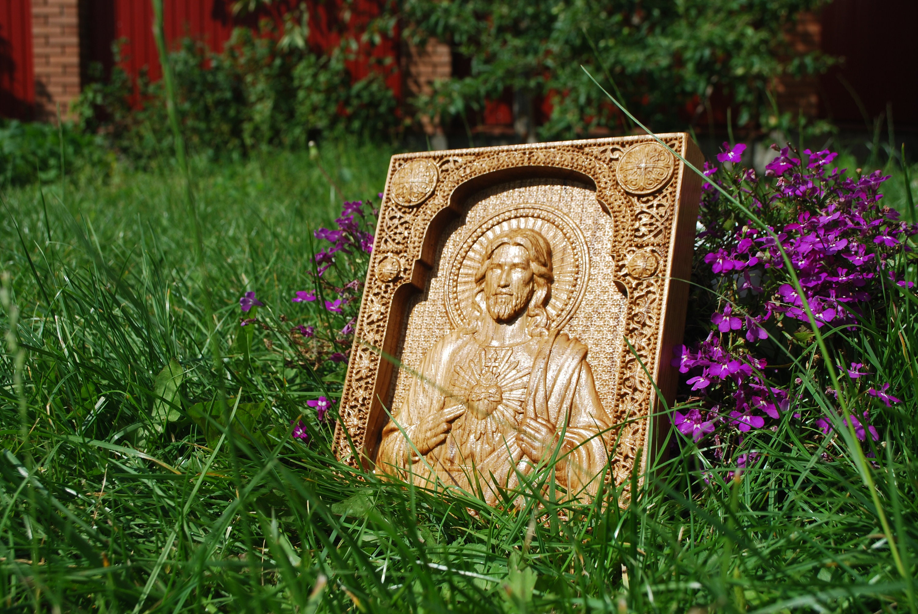 Sacred Heart of Jesus Wood Carving Religious Catholic Icons of | Etsy