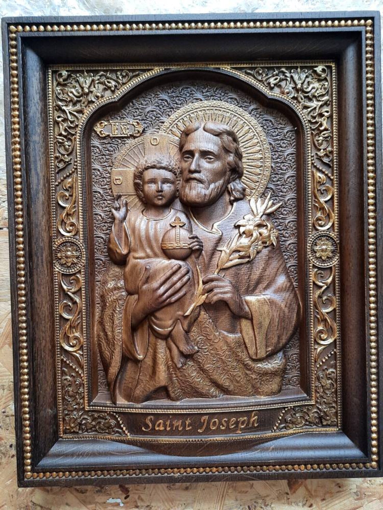 Saint Joseph Wood Carved Religious Personalised Icon Wall | Etsy