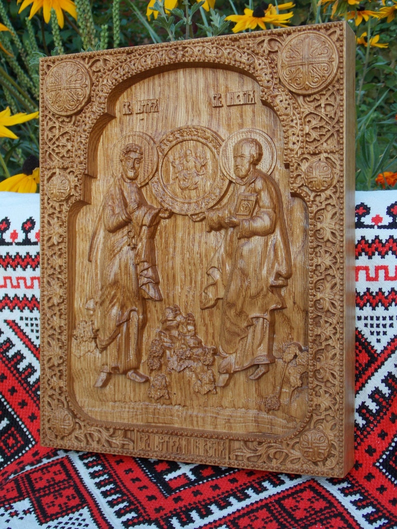 Saints Peter and Paul Wooden Carvings Religious icon wall art | Etsy