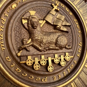 Hand-carved Agnus Dei Wooden Sculpture: Lamb of God Wall Art - Etsy